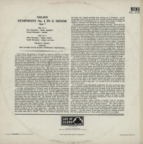 Carl Nielsen Symphony No. 1 in G Minor UK vinyl LP album (LP record) (760915)