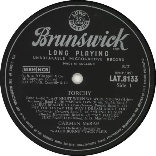 Carmen McRae Torchy! UK vinyl LP album (LP record) (475639)