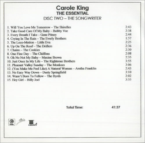 Carole King The Essential Carole King US Promo CD-R acetate (507022)