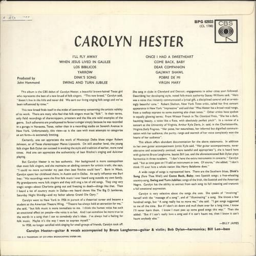 Carolyn Hester Carolyn Hester UK vinyl LP album (LP record) (734609)