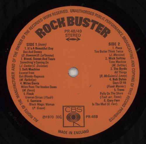 CBS Records Rock Buster UK 2-LP vinyl record set (Double LP Album) (352492)