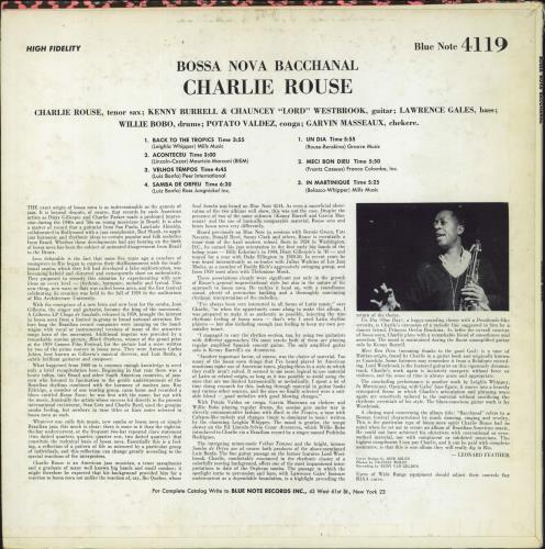 Charlie Rouse Bossa Nova Bacchanal US vinyl LP album (LP record) (804931)