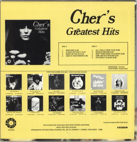 Cher Cher's Greatest Hits US vinyl LP album (LP record) (692056)