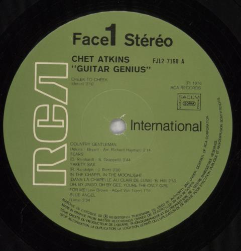 Chet Atkins Guitar Genius French 2-LP vinyl record set (Double LP Album ...