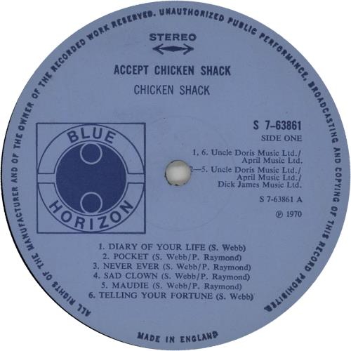 Chicken Shack Accept - VG UK vinyl LP album (LP record) (587328)