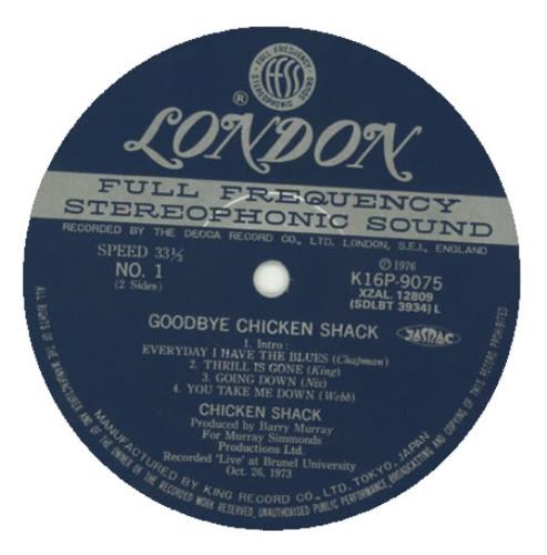 Chicken Shack Goodbye Chicken Shack Japanese vinyl LP album (LP record ...