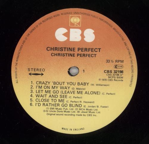 Christine Perfect Christine Perfect UK vinyl LP album (LP record) (394230)