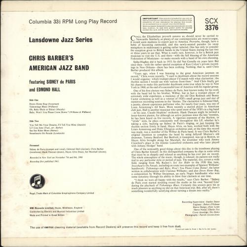 Chris Barber Chris Barber's American Jazz Band UK vinyl LP album (LP ...