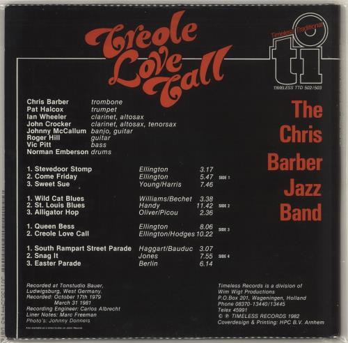 Chris Barber Creole Love Call - Autographed Dutch 2-LP vinyl record set ...