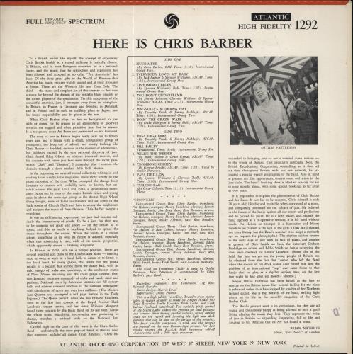 Chris Barber Here Is Chris Barber US vinyl LP album (LP record) (791629)