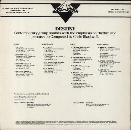Chris Blackwell Destiny UK vinyl LP album (LP record) (849829)