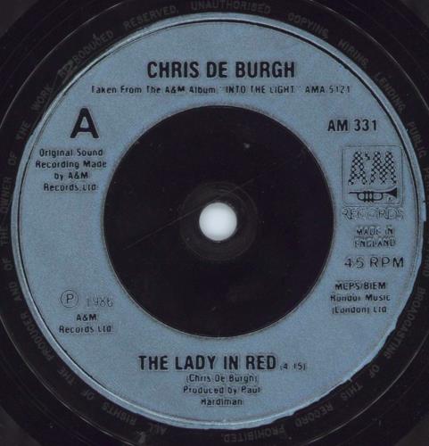Chris De Burgh The Lady In Red UK 7" vinyl single (7 inch record / 45) (697997)
