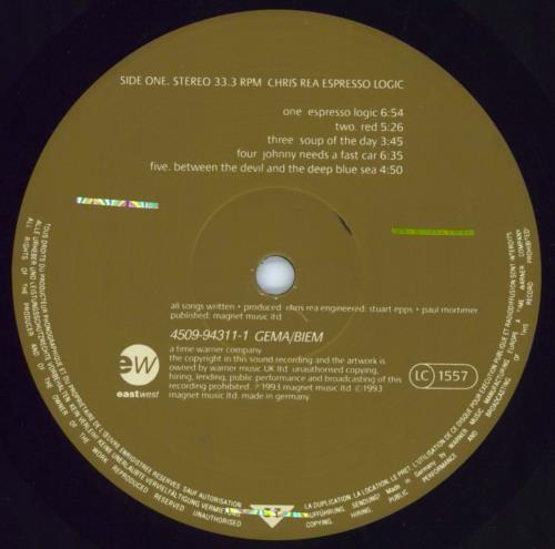 Chris Rea Espresso Logic European vinyl LP album (LP record) (200121)