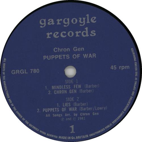 Chron Gen Puppets Of War EP UK 7" vinyl single (7 inch record / 45 ...