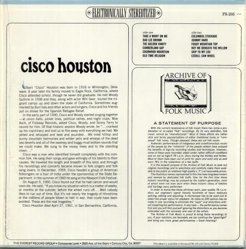 Cisco Houston Cisco Houston US vinyl LP album (LP record) (693820)
