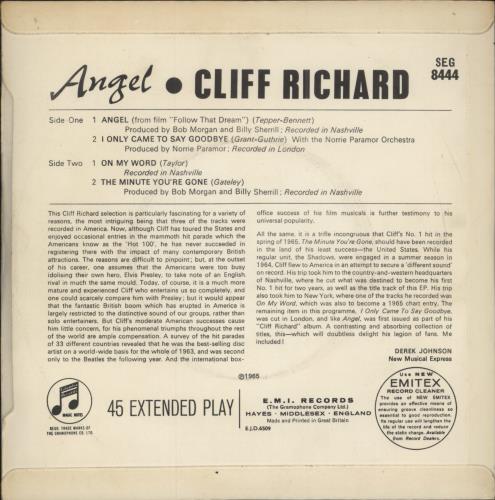 Cliff Richard Angel UK 7" vinyl single (7 inch record / 45) (789688)