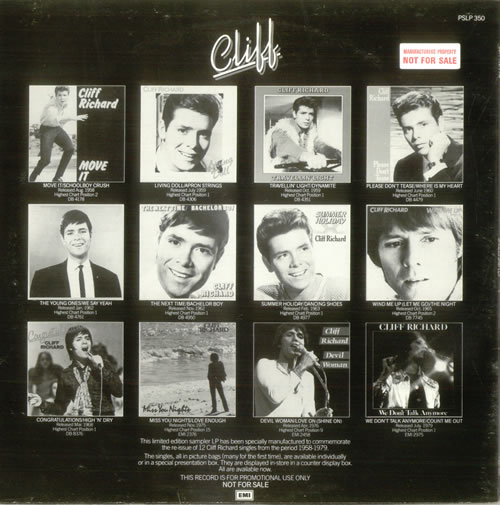 Cliff Richard Cliff - Singles Sampler - Mint UK Promo vinyl LP album ...