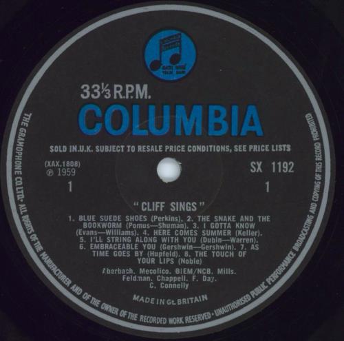 Cliff Richard Cliff Sings - 2nd UK vinyl LP album (LP record) (140180)