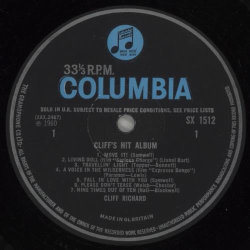 Cliff Richard Cliff's Hits Album - 1st - EX UK vinyl LP album (LP ...