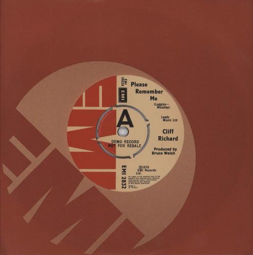Cliff Richard Please Remember Me - A Label UK Promo 7" vinyl single (7 ...