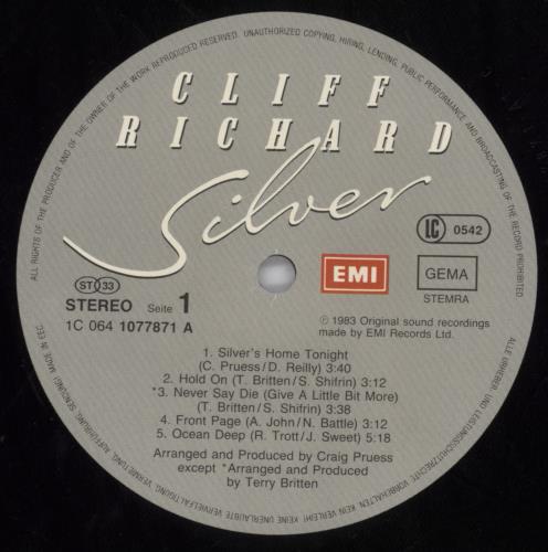 Cliff Richard Silver German vinyl LP album (LP record) (820705)