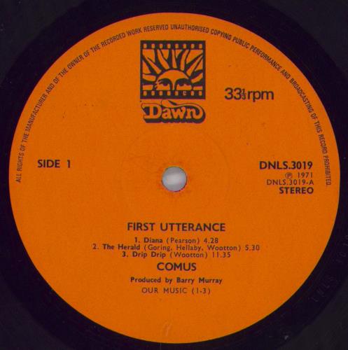 Comus First Utterance - VG UK vinyl LP album (LP record) (579324)