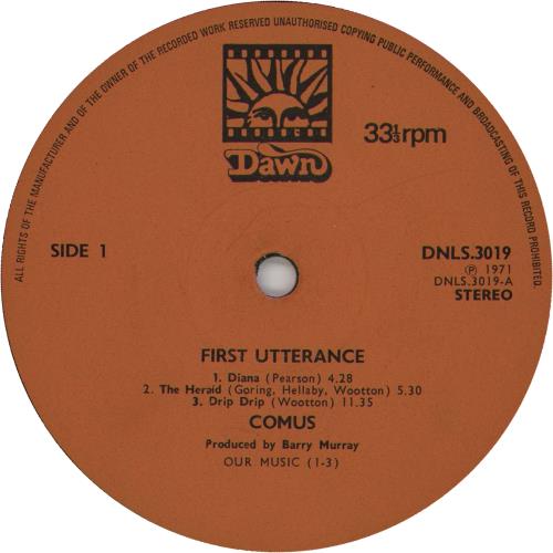 Comus First Utterance - VG UK vinyl LP album (LP record) (753802)