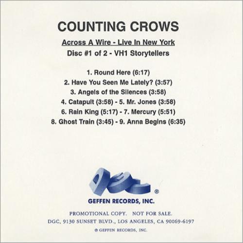 Counting Crows Across A Wire - Live In New York US Promo CD-R acetate ...