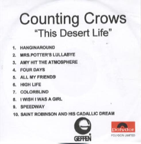 Counting Crows This Desert Life UK Promo CD-R acetate (145918)