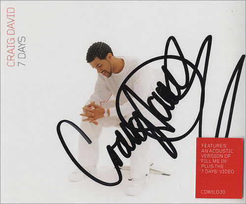 Craig David 7 Days - Autographed UK CD single (CD5 / 5") (455558)