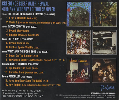 Creedence Clearwater Revival 40th Anniversary Edition Sampler US Promo CD album (CDLP) (467949)