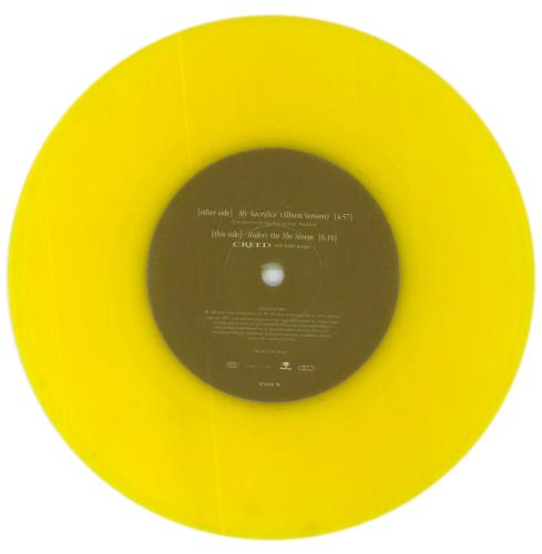 Creed My Sacrifice - Yellow Vinyl UK 7" vinyl single (7 inch record ...