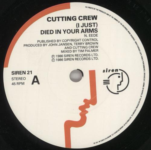 Cutting Crew (I Just) Died In Your Arms UK 7" vinyl single (7 inch record / 45) (400018)