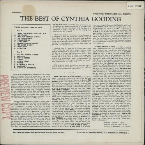 Cynthia Gooding The Best Of Cynthia Gooding US vinyl LP album (LP ...