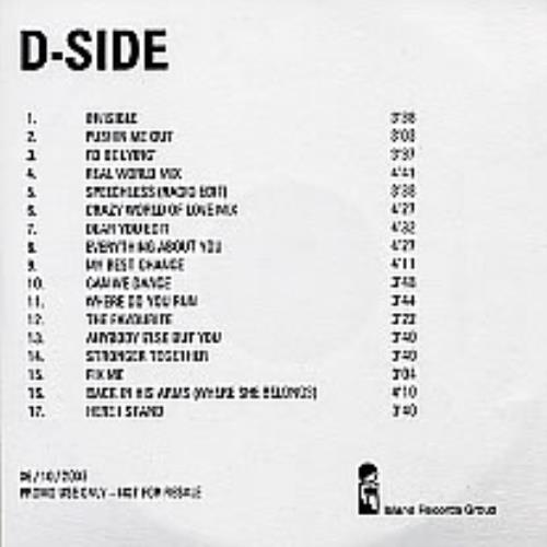 D-Side D-Side UK Promo CD-R acetate (262245)