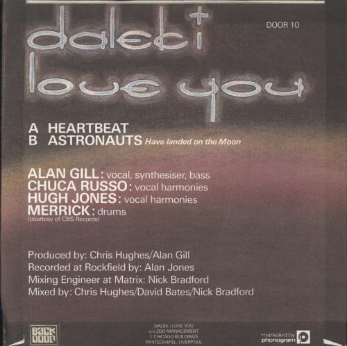Dalek I Love You Heartbeat UK 7" vinyl single (7 inch record / 45) (510342)