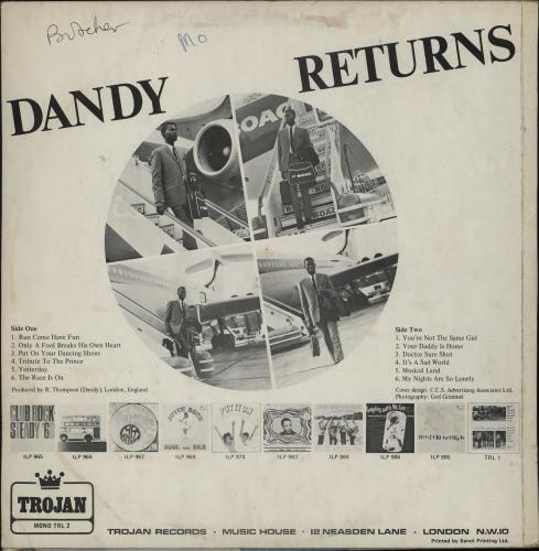 Dandy Livingstone Dandy Returns UK vinyl LP album (LP record) (764208)