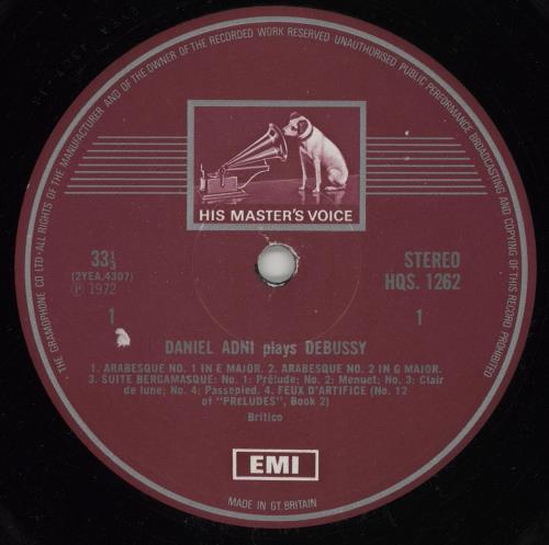 Daniel Adni Daniel Adni Plays Debussy UK vinyl LP album (LP record ...