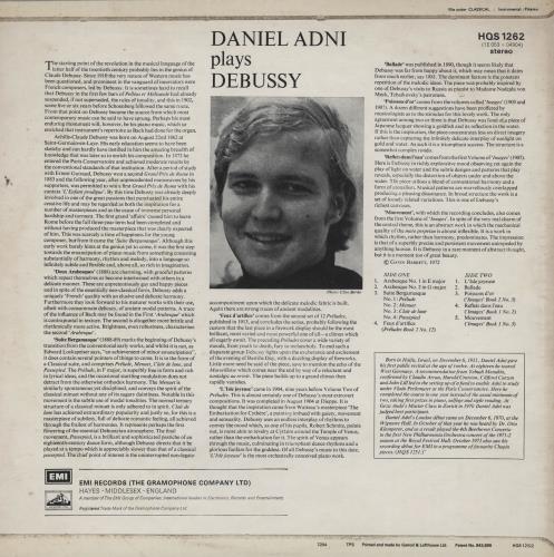 Daniel Adni Daniel Adni Plays Debussy UK vinyl LP album (LP record ...