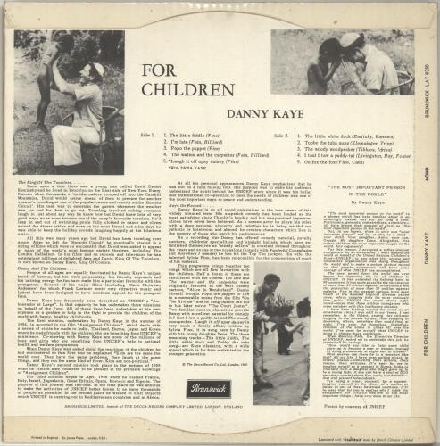 Danny Kaye For Children UK vinyl LP album (LP record) (521299)