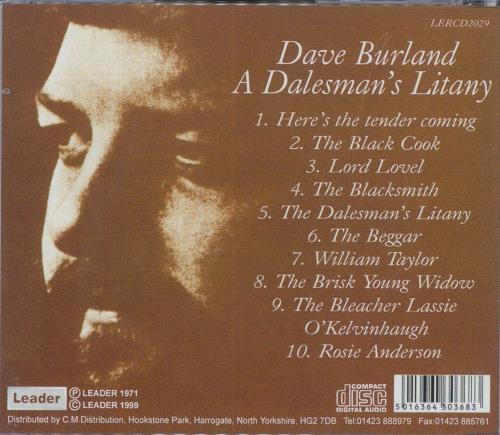 Dave Burland A Dalesman's Litany UK CD album (CDLP) (799900)