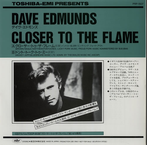 Dave Edmunds Closer To The Flame Japanese Promo 7" vinyl single (7 inch record / 45) (122483)