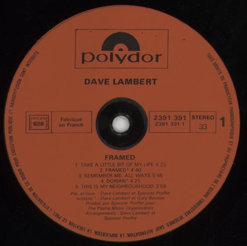 Dave Lambert Framed French vinyl LP album (LP record) (855175)