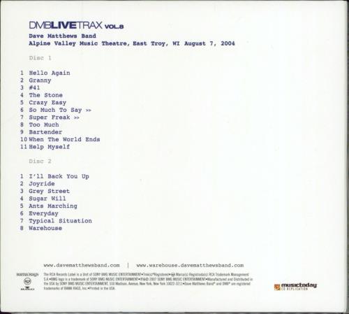 Dave Matthews Band DMB Live Trax Volume 8 US 2 CD album set (Double CD ...