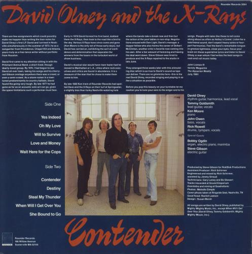 Dave Olney Contender US vinyl LP album (LP record) (808208)