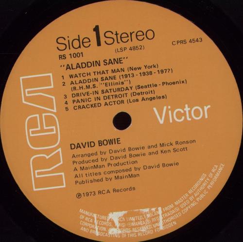 David Bowie Aladdin Sane - 1st + clipped insert UK vinyl LP album (LP ...