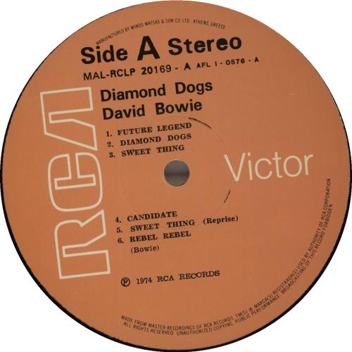 David Bowie Diamond Dogs Greek vinyl LP album (LP record) (660663)