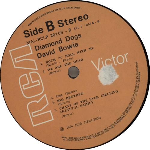 David Bowie Diamond Dogs Greek vinyl LP album (LP record) (660663)