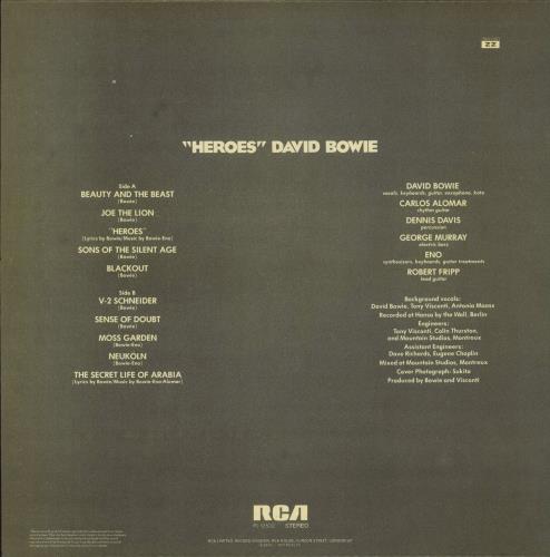 David Bowie Heroes - Glossy Sleeve - A1/B2 UK vinyl LP album (LP record) (812161)