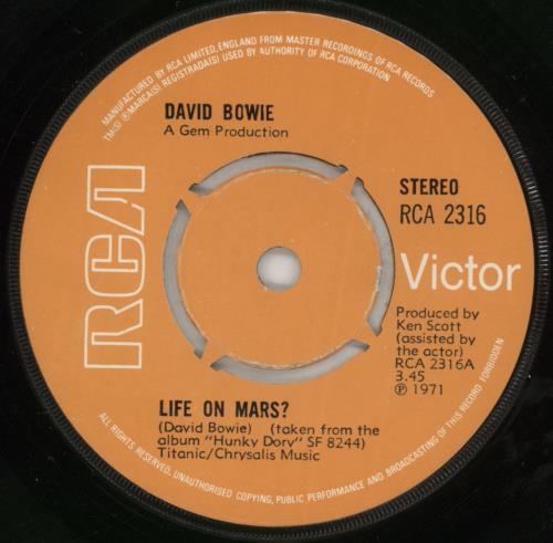 David Bowie Life On Mars - P/S UK 7" vinyl single (7 inch record / 45) (80172)